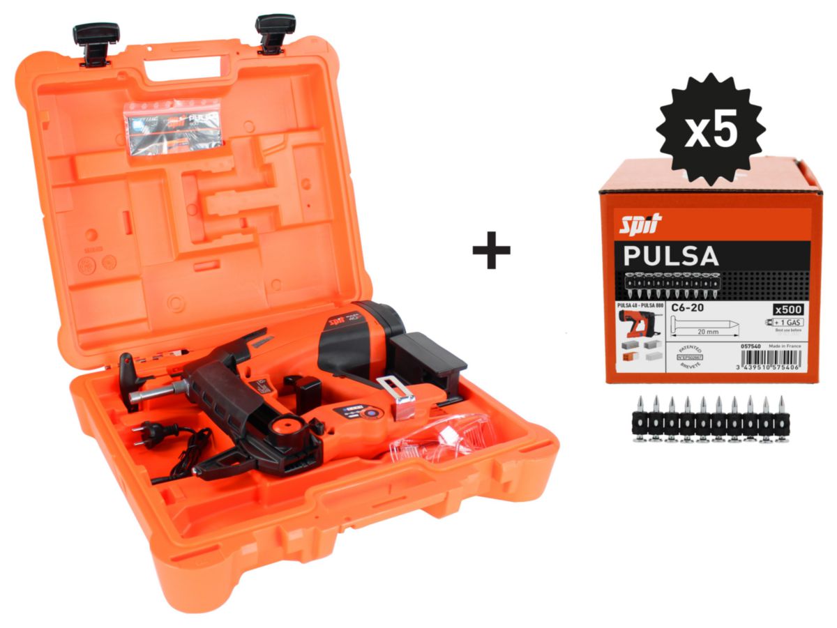 SPIT - Lot Pulsa 40P+ + 2500 clous C6-20 Réf. 019324 | SFIC